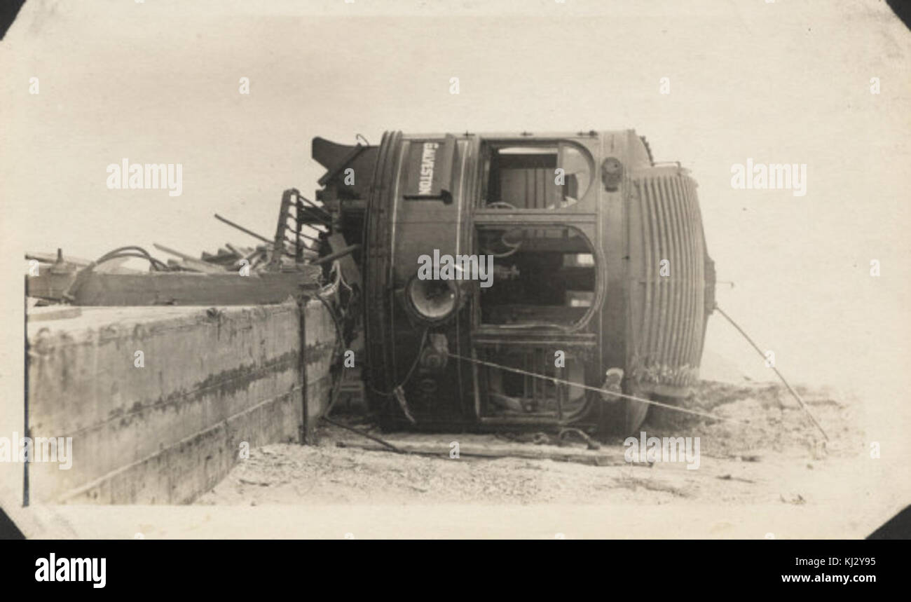 Interurban passenger car off track Stock Photo - Alamy