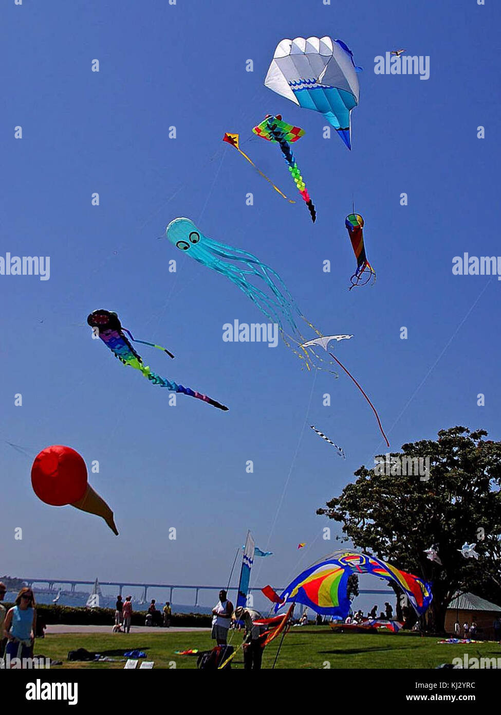 Kites flying on sky Stock Photo - Alamy