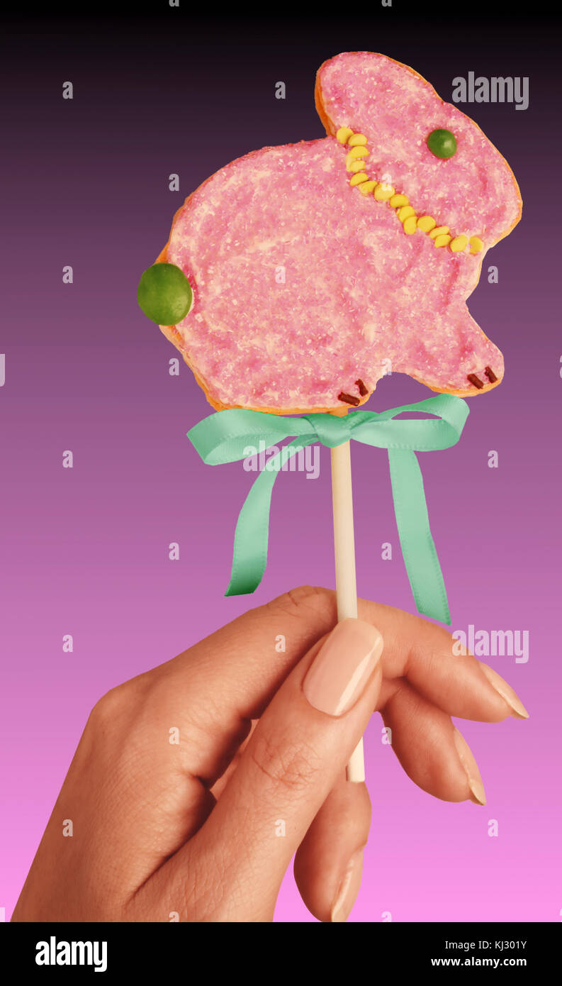 Easter Bunny Cookie Pop Stock Photo - Alamy