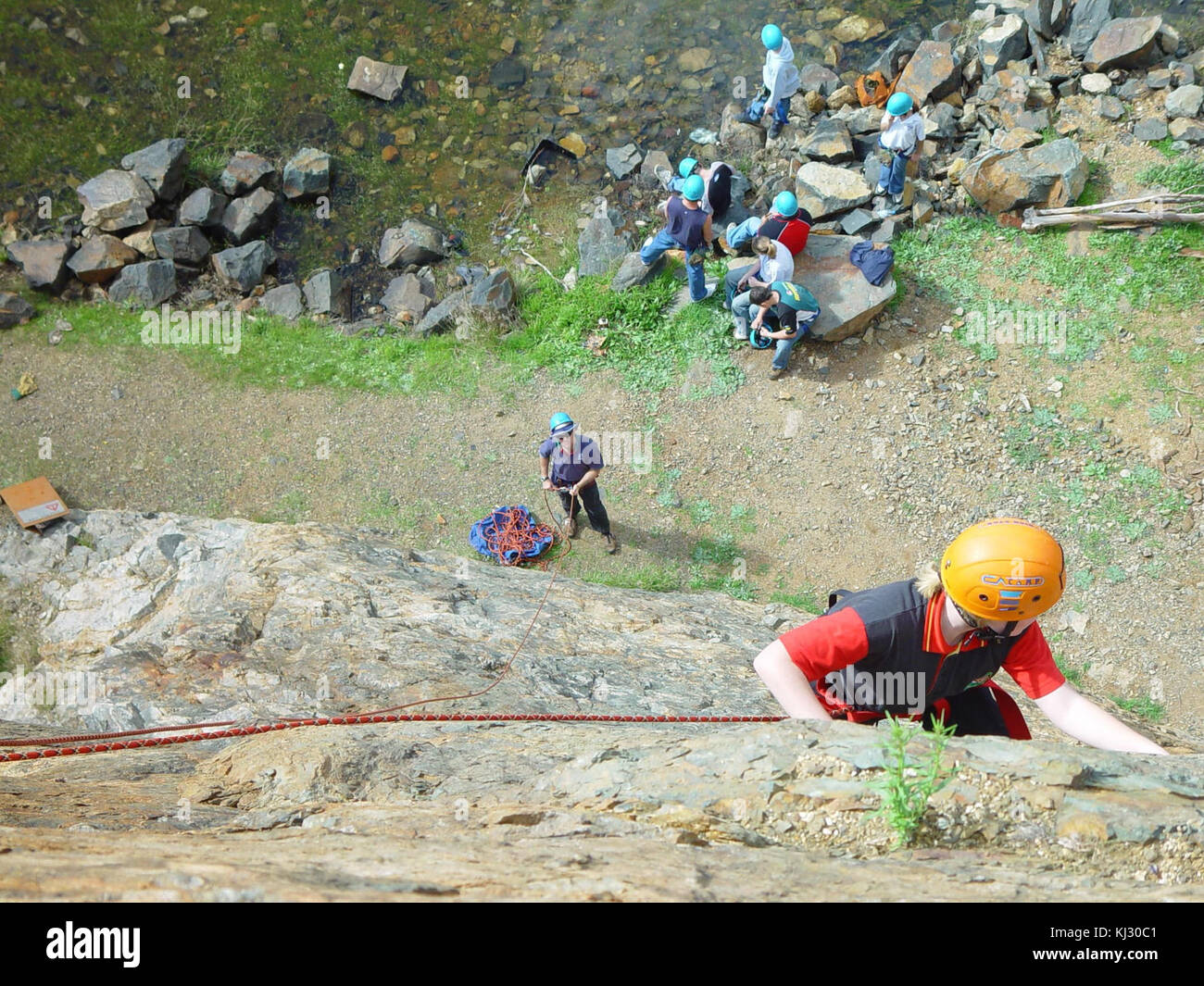 A photograph depicting the dramatic descent down the quarry face at ...
