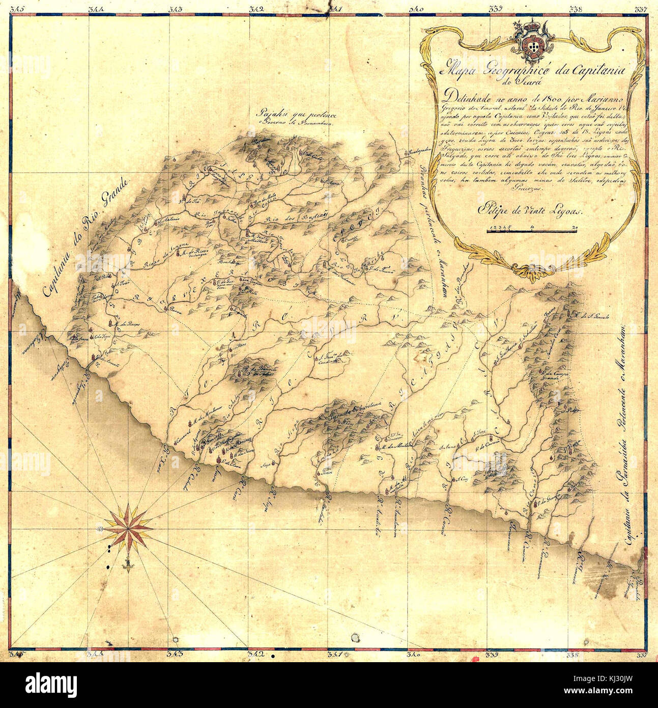 Mapa Ceara 1800 Gregorio Amaral Stock Photo - Alamy