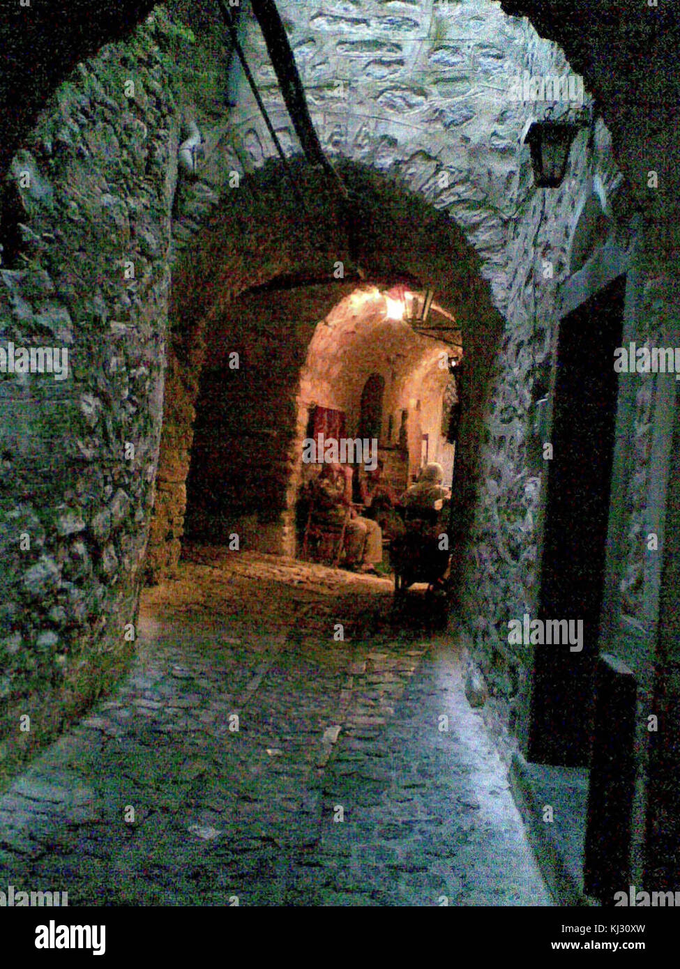 This image depicts the Mesta village on the island of Chios, Greece ...