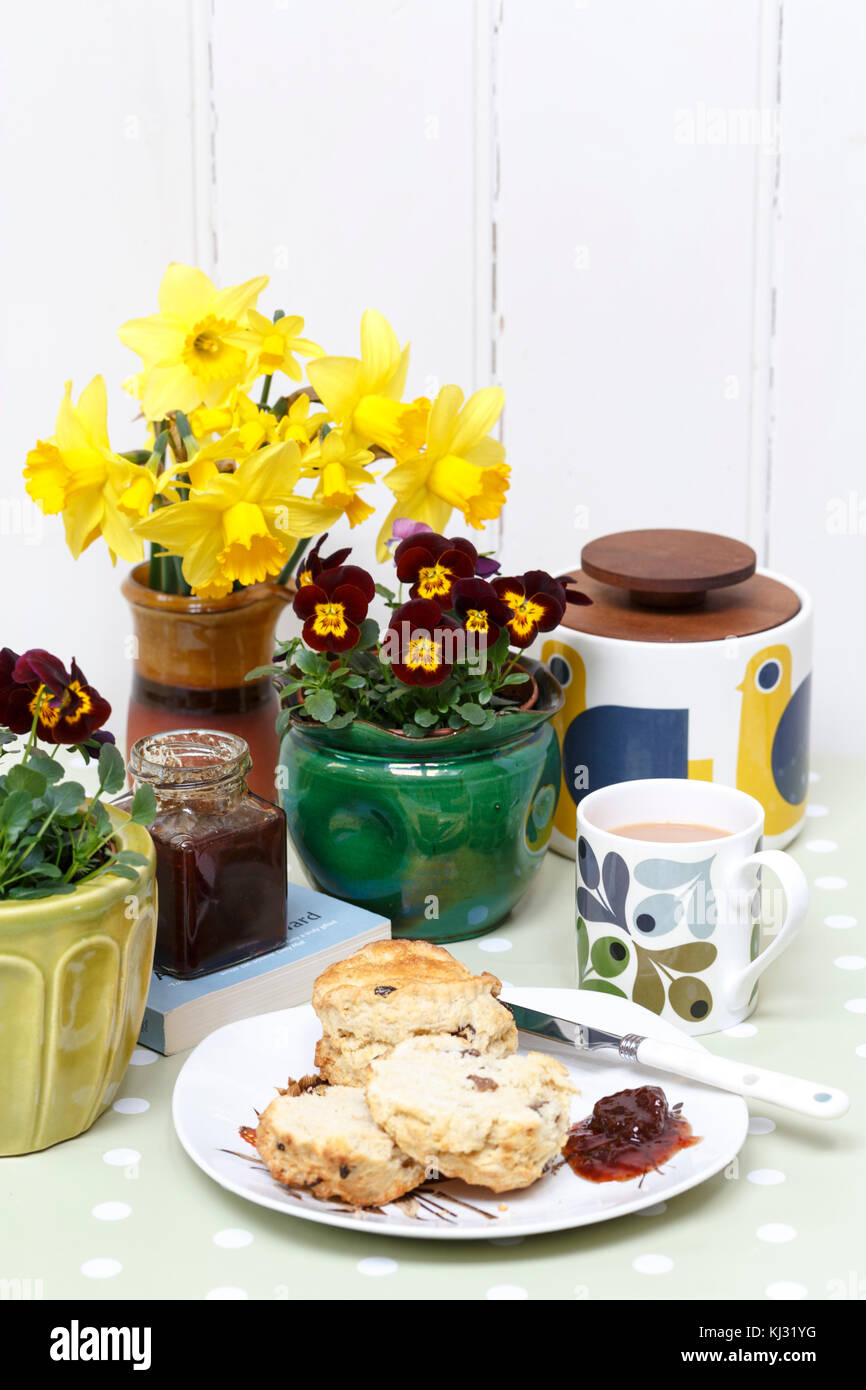 Afternoon tea with scones in a sunny spring home Stock Photo - Alamy
