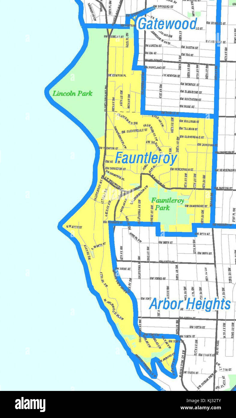 Seattle - Fauntleroy map Stock Photo - Alamy