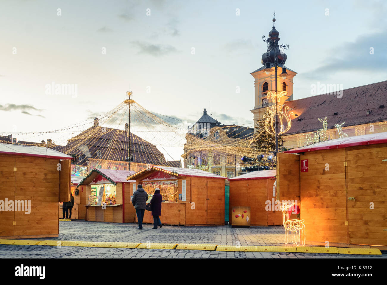 Sibiu 2017: People at the Christmas market wich is taking place in ...