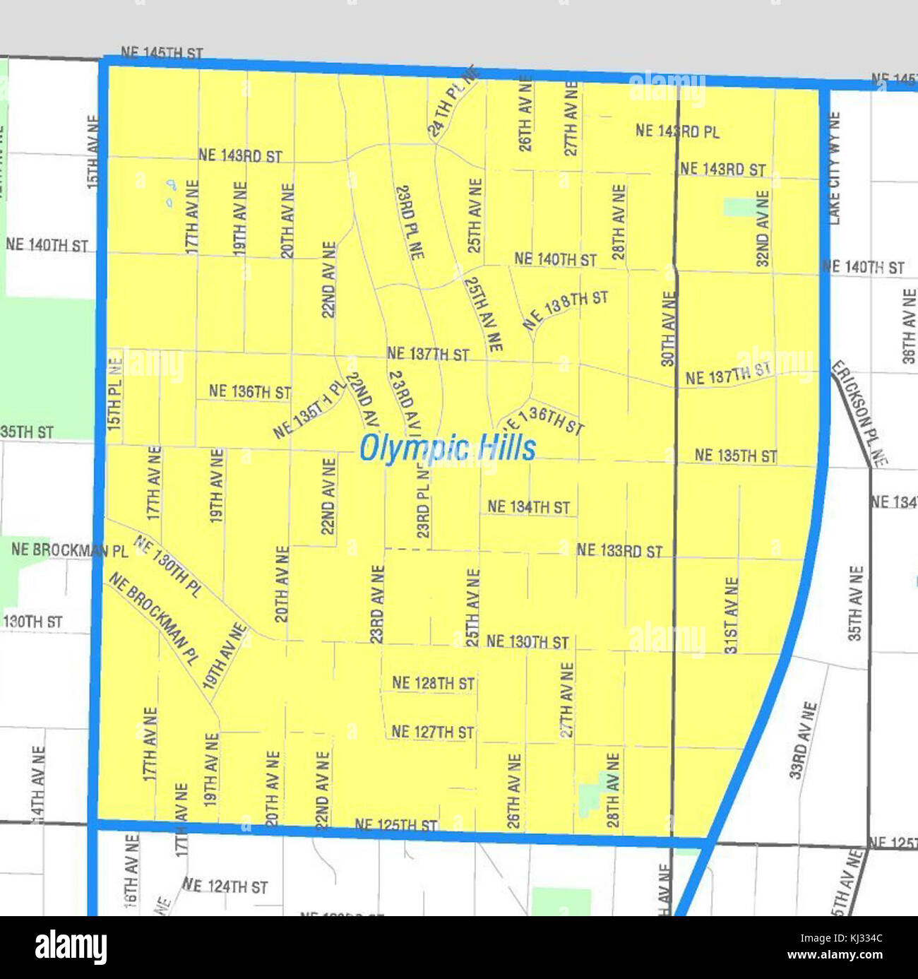 Seattle - Olympic Hills map Stock Photo - Alamy