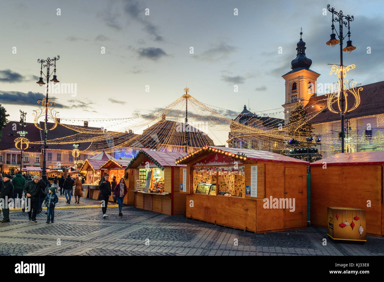 Sibiu 2017: People at the Christmas market wich is taking place in ...