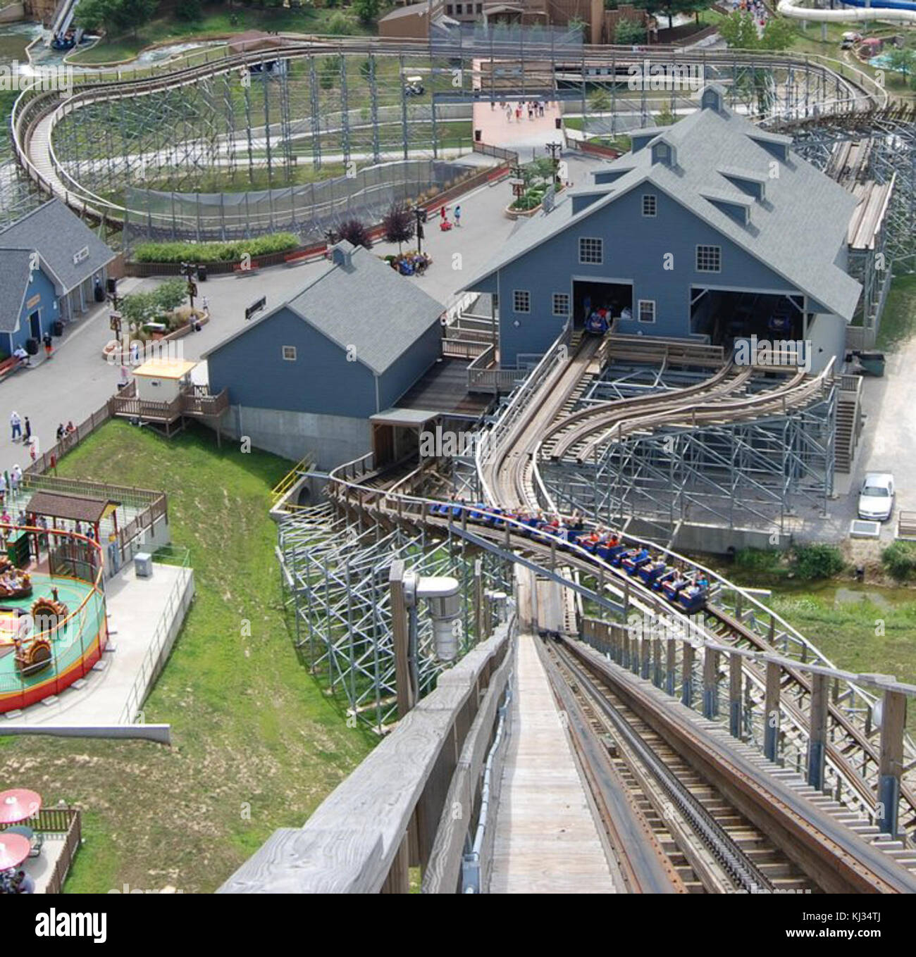 The image captures the dramatic descent during a ride from the lift ...