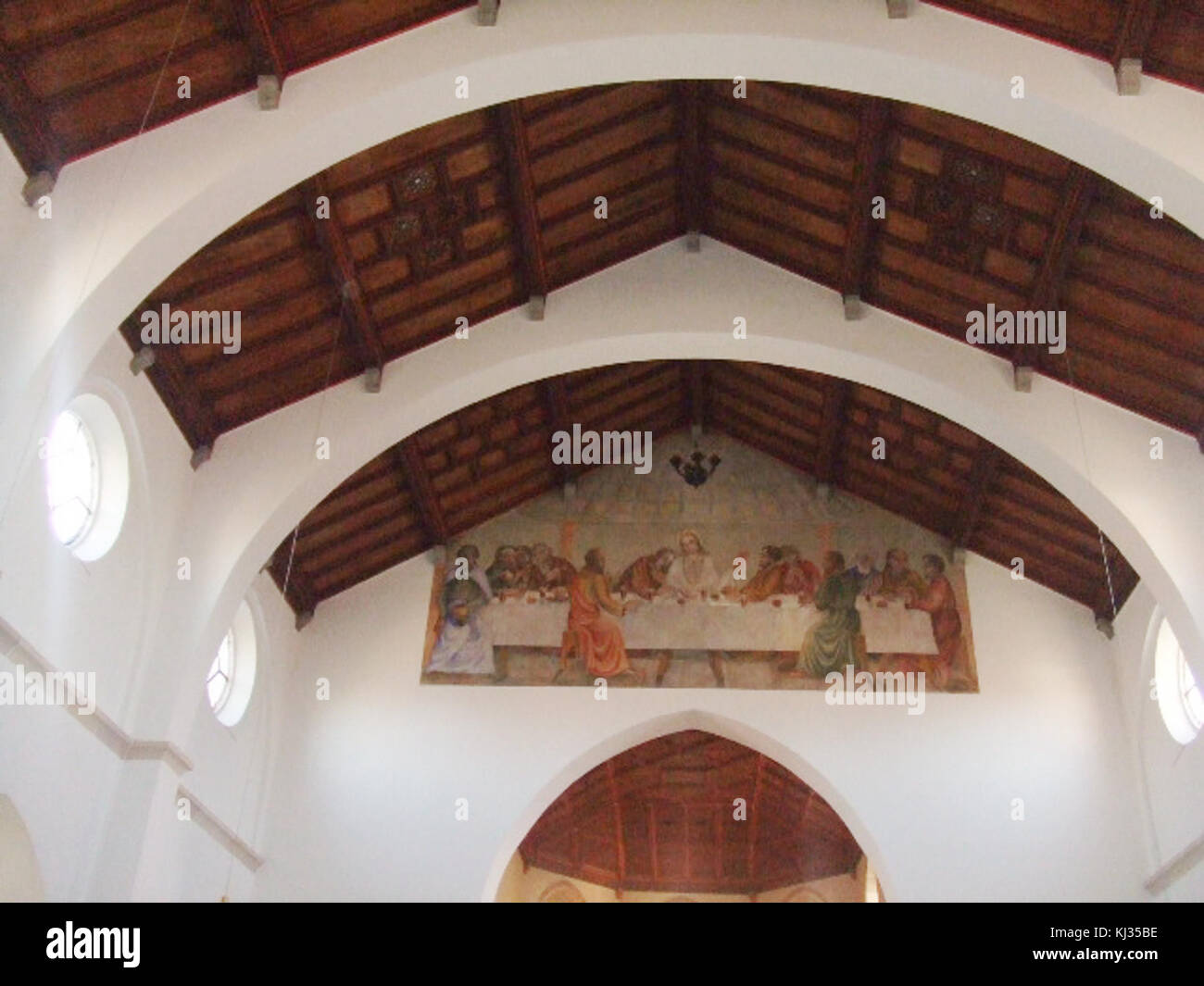The fresco of the choir arch in St. Nicholas Church, Pfahlheim, is an ...