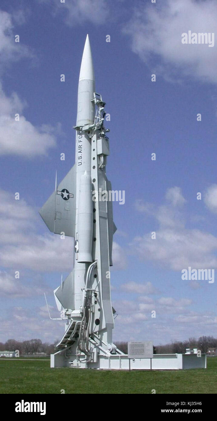 A Bomarc missile and its launcher on public display, highlighting its ...