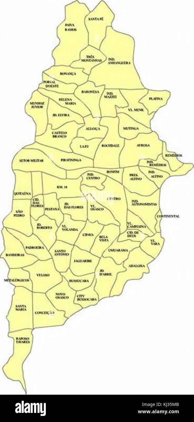 A historical map of Osasco, Brazil, showing the geographical layout ...