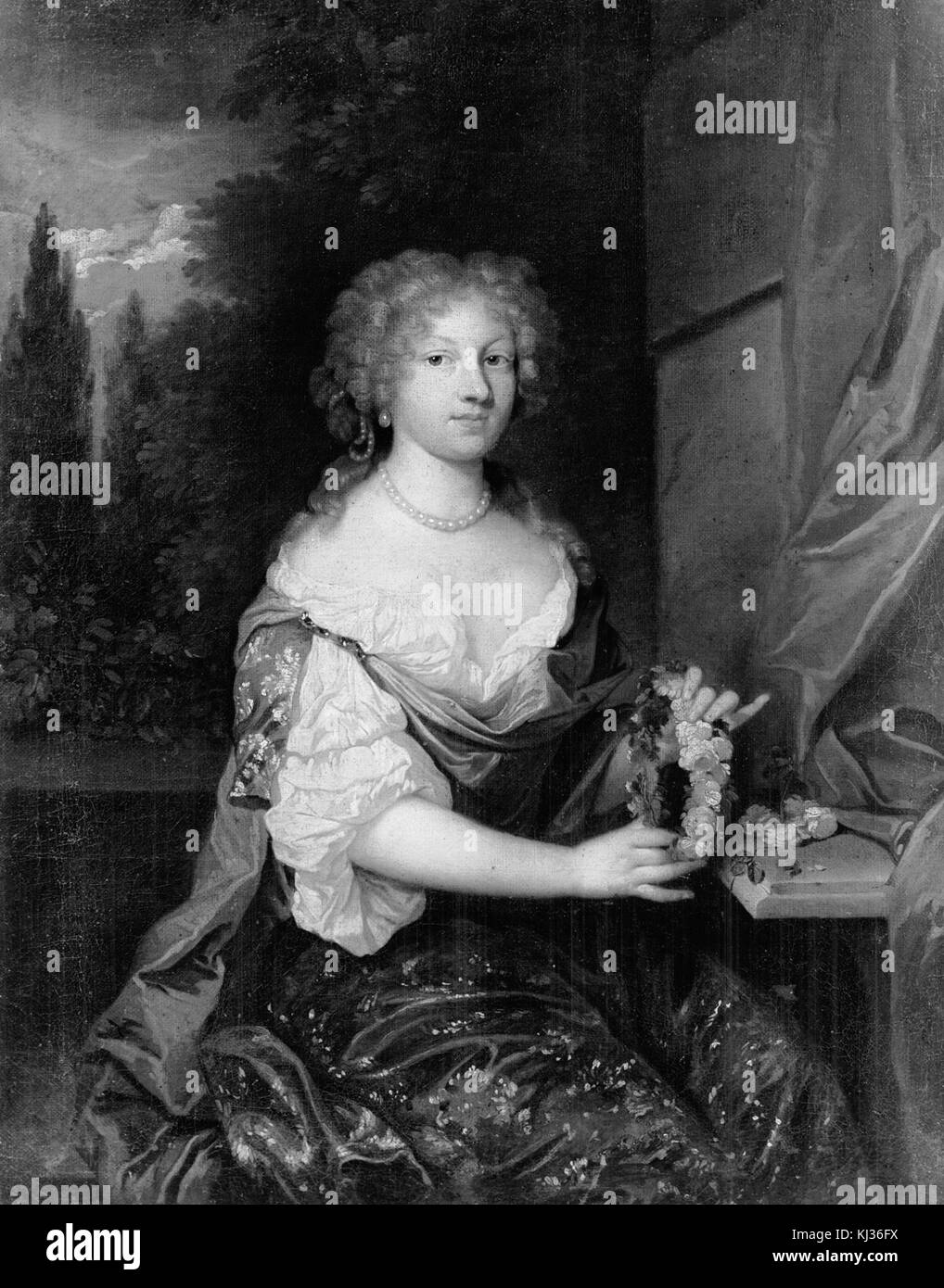 This painting, attributed to the workshop of Caspar Netscher, portrays ...