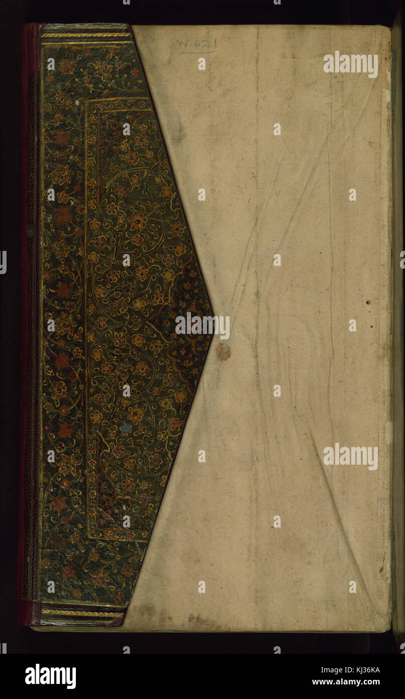 This image shows an intricately designed bookbinding from an Iranian ...