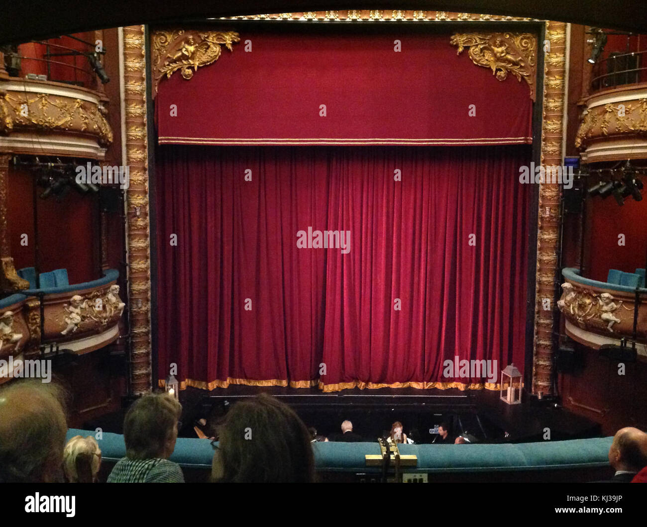 Harrogate Theatre pit and curtain Stock Photo - Alamy