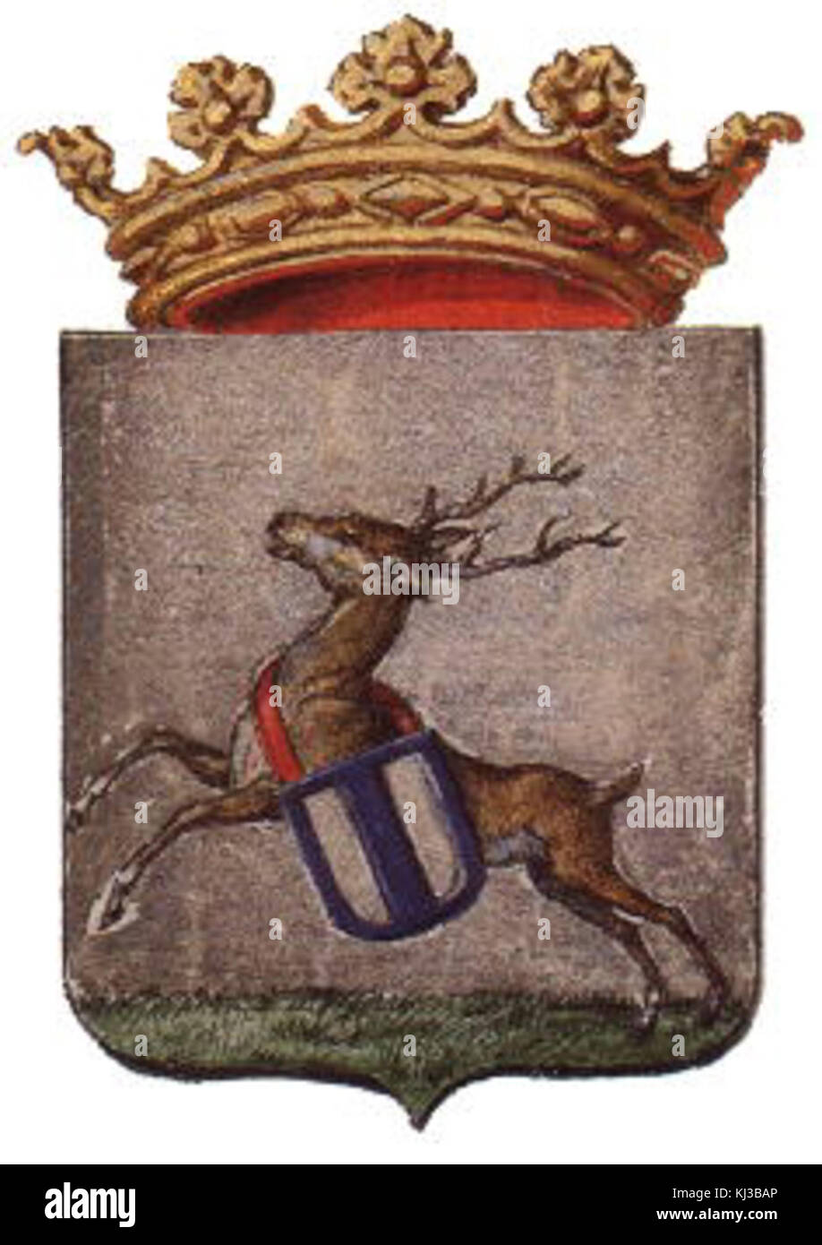 This image shows the coat of arms (wapen) of Turnhout, a city in ...