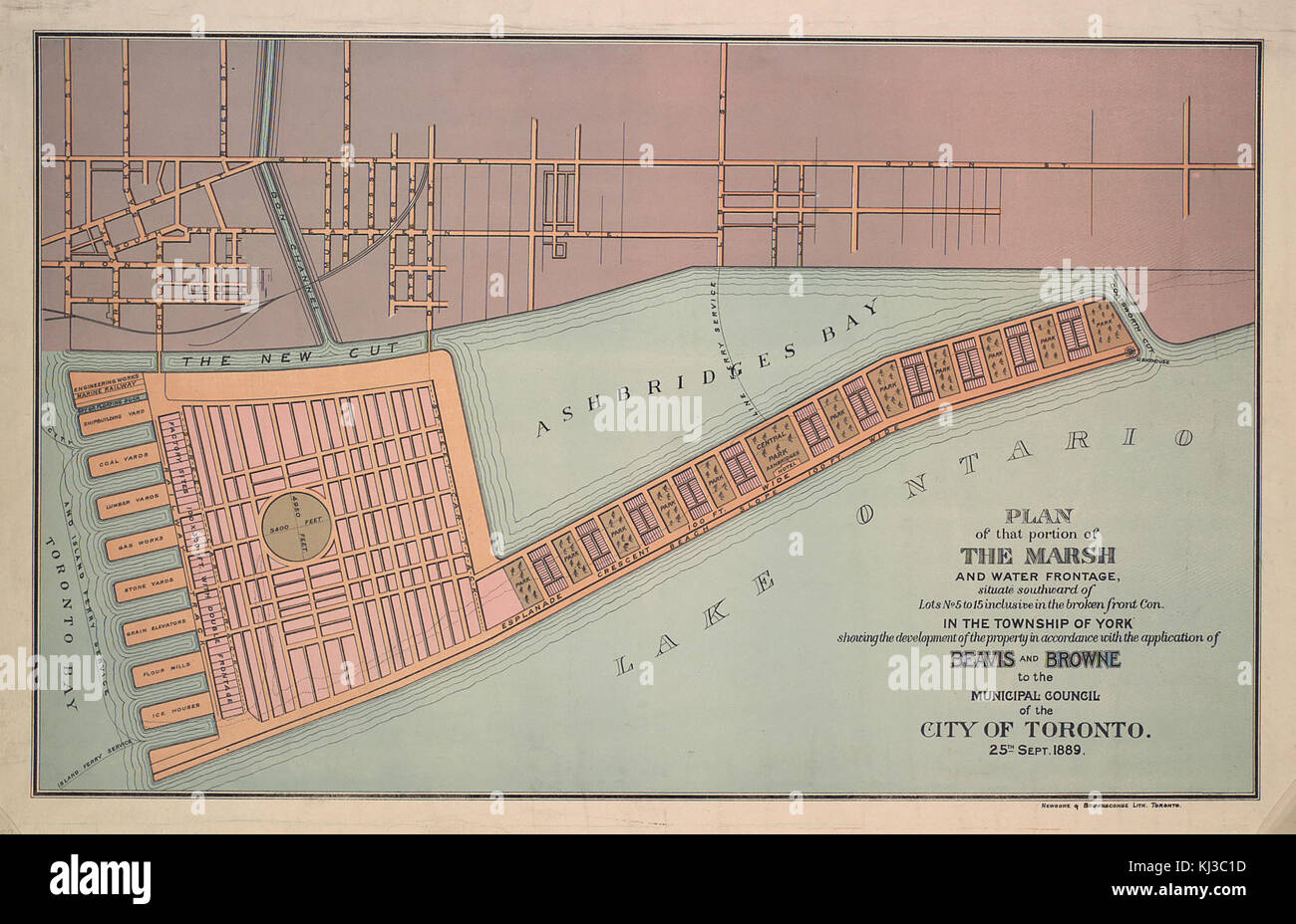 1889 proposal for Ashbridge's Bay Stock Photo - Alamy
