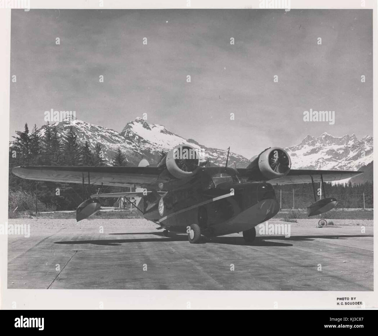 Historical photograph showing a large transport aircraft, likely from ...