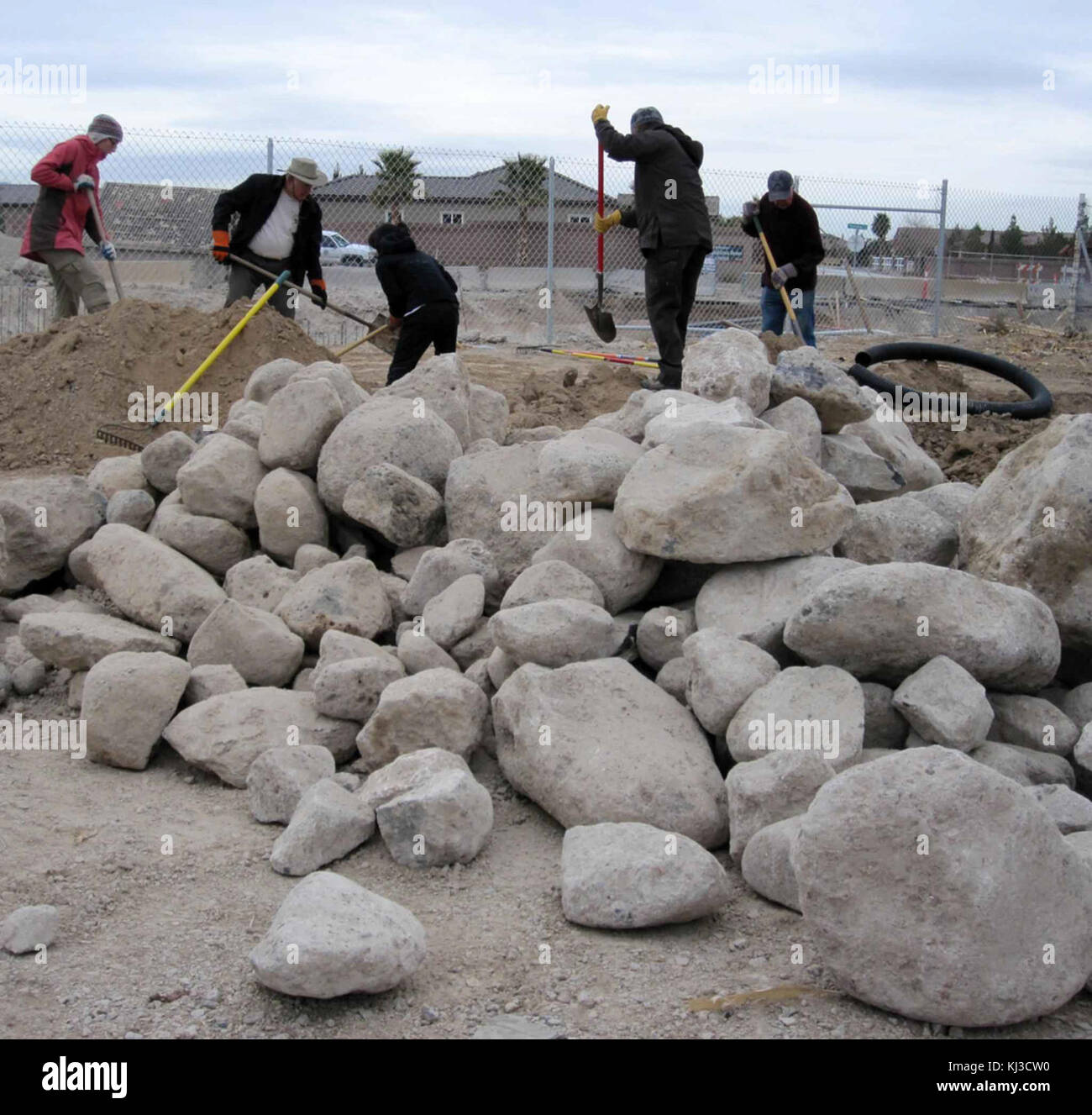 This image offers a view of a construction site, capturing the early ...