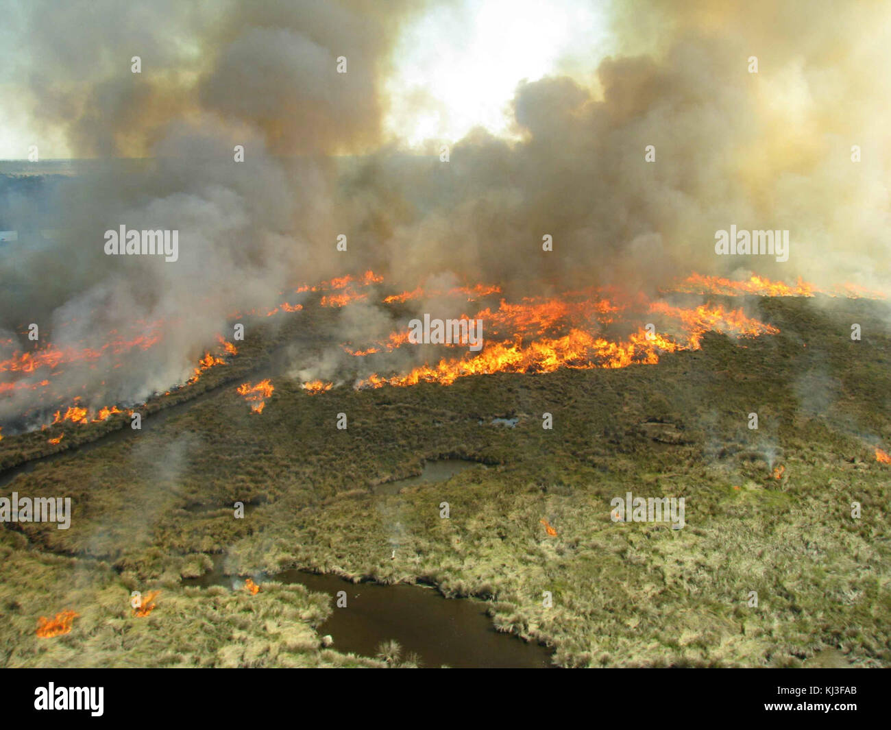 Aerial photograph of prescribed burning on the refuge Stock Photo - Alamy
