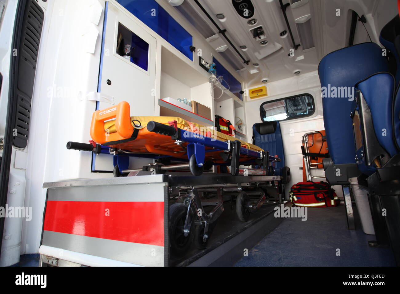 Ambulance car from inside and back space Stock Photo - Alamy