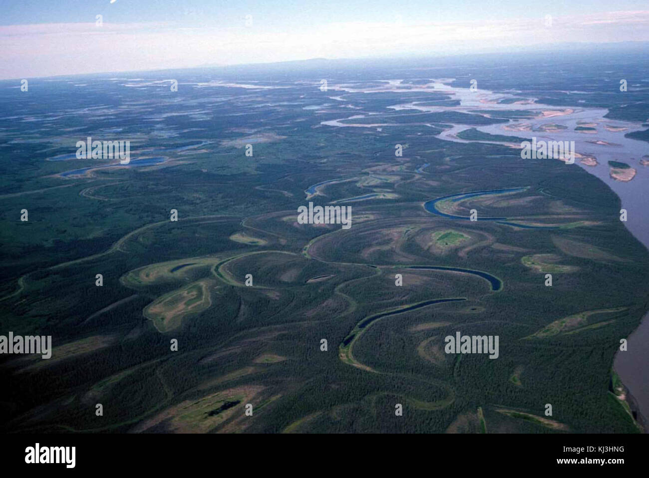 Wide river flowing through the wetland area Stock Photo - Alamy