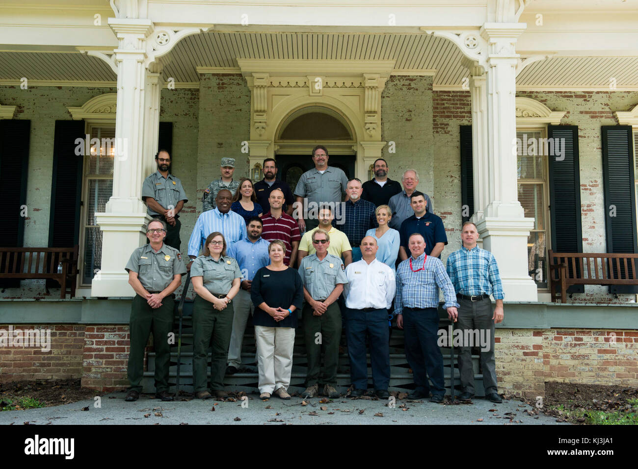 This photograph shows Arlington National Cemetery employees ...