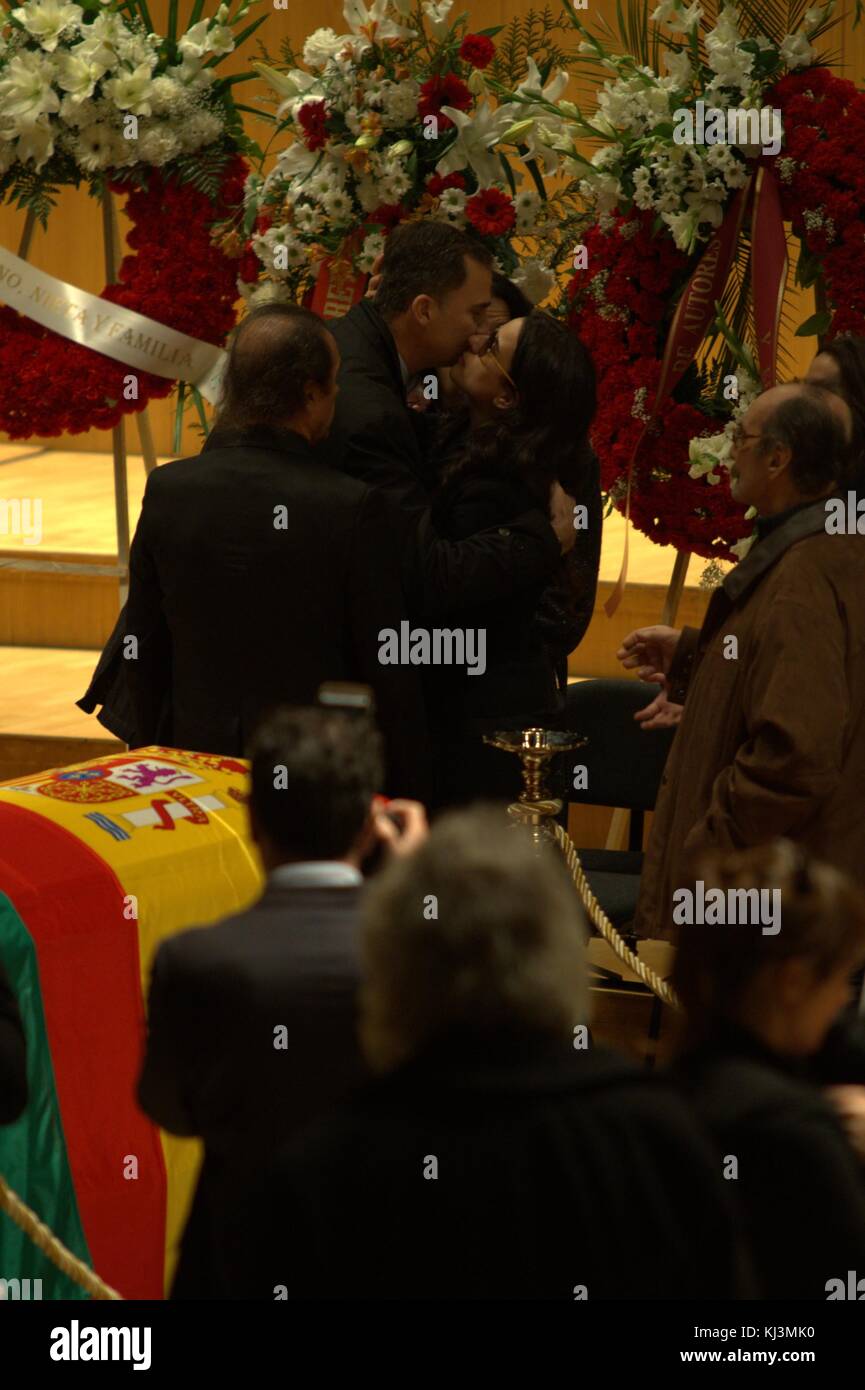 MADRID, SPAIN - FEBRUARY 28: Prince Felipe of Spain attends the funeral ...