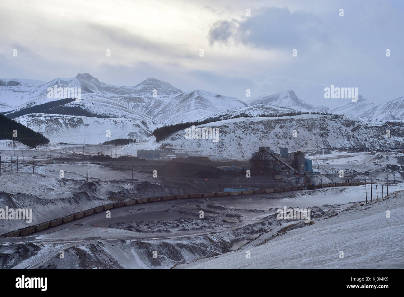 A landscape image of a working coal processing plant with lots of coal ...