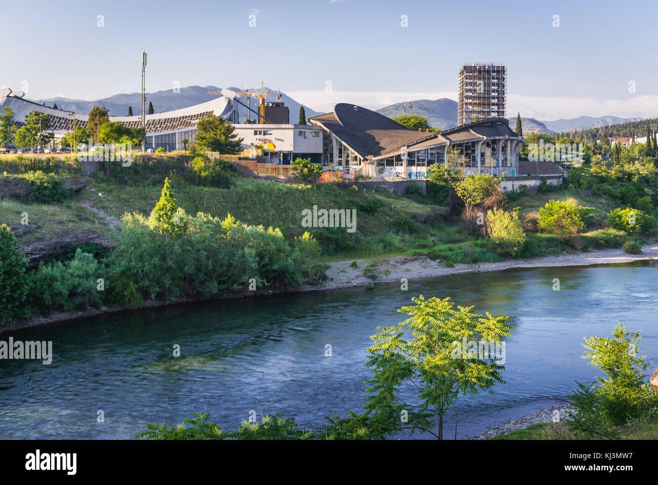 Moraca River and Moraca Sports Centre - view from Union Bridge in ...