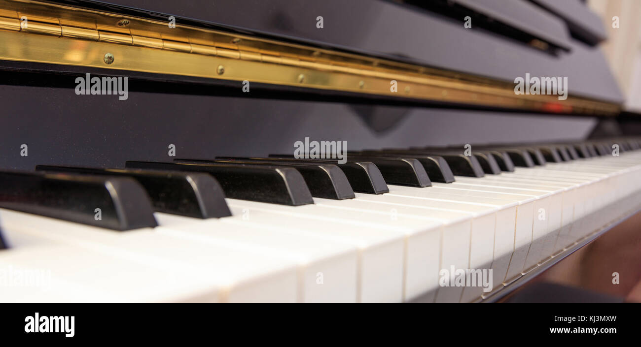 Classical piano keyboard close up, low angle, selective focus Stock ...