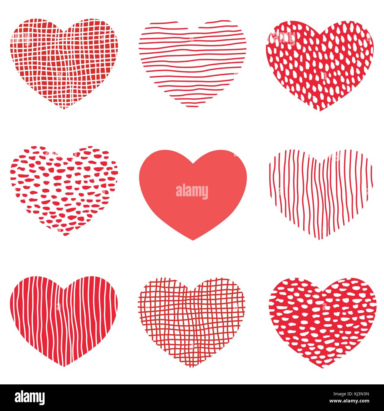 Hand drawn red hearts vector doodle icons for love hi-res stock ...