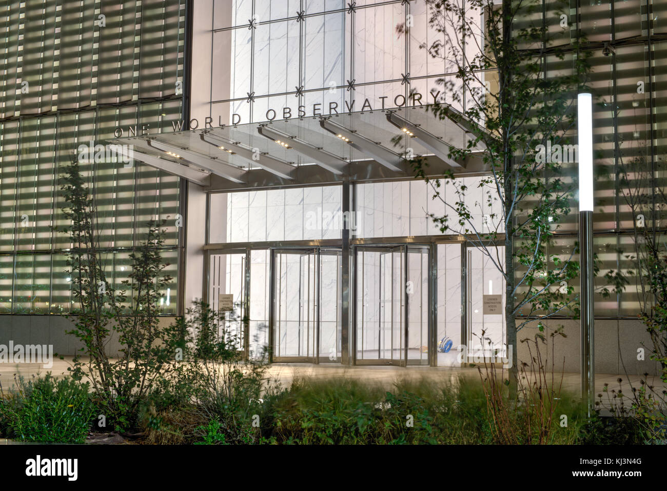 One World Trade Center Observatory entrance at night, in the first week ...