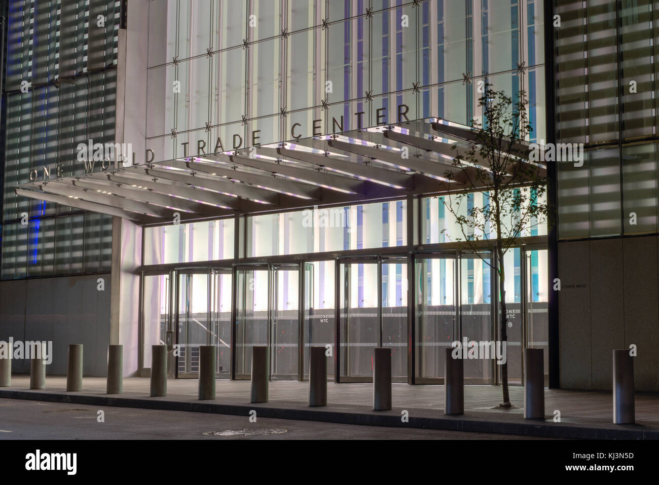 One World Trade Center Entrance at night, in the first week during ...