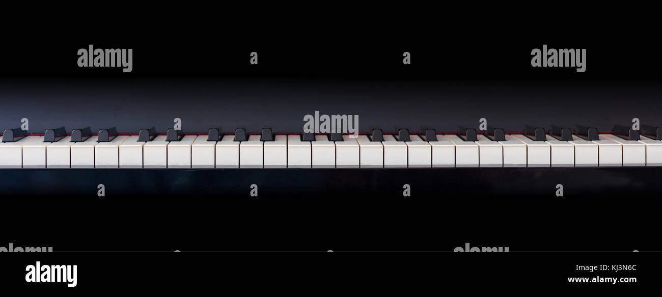 Piano keyboard banner, front view, copy space Stock Photo - Alamy