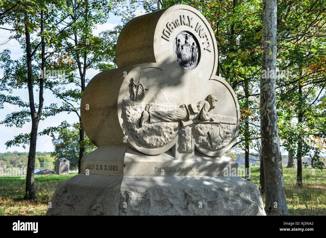 Memorial monument at the Gettysburg National Military Park ...