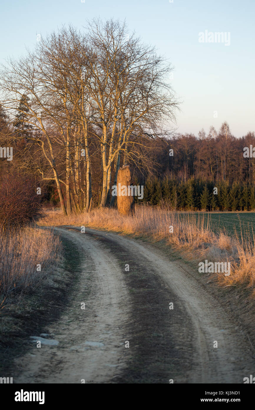 Small dirt road through fields, Autumn Landscape Stock Photo - Alamy