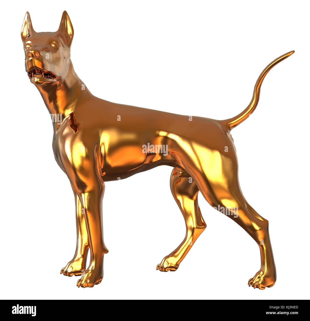 Golden Yellow Dog 3D Illustration Isolated On White Stock Photo - Alamy