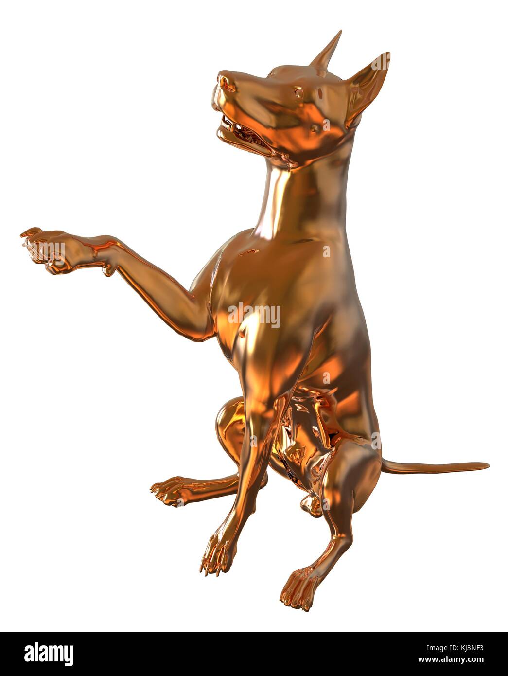 Golden Yellow Dog 3D Illustration Isolated On White Stock Photo - Alamy