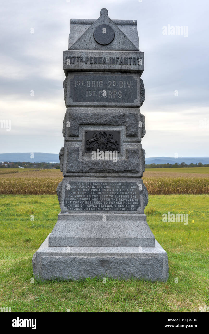 107th Pennsylvania Infantry Memorial monument at the Gettysburg ...