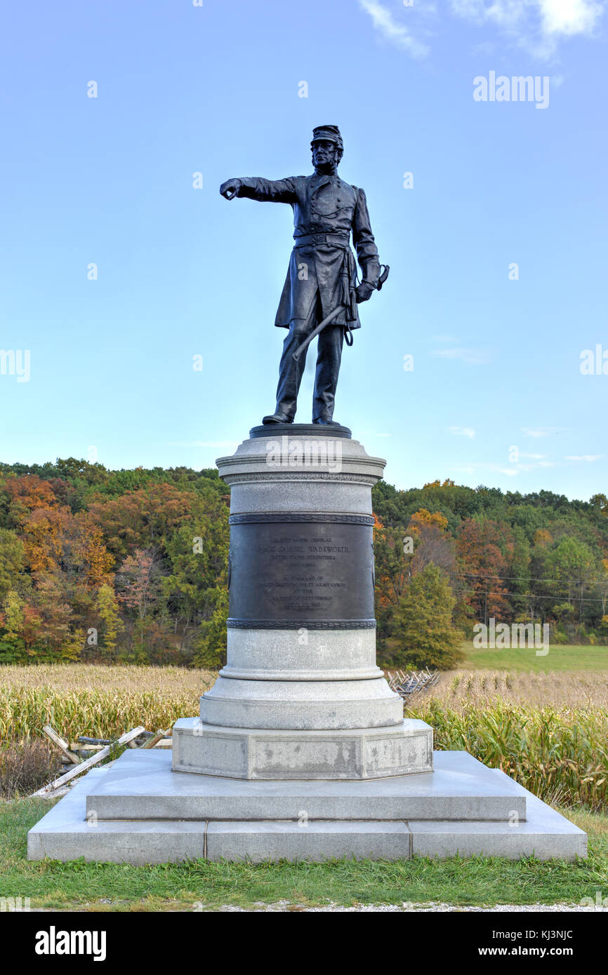 James Samuel Wadsworth Memorial monument at the Gettysburg National ...