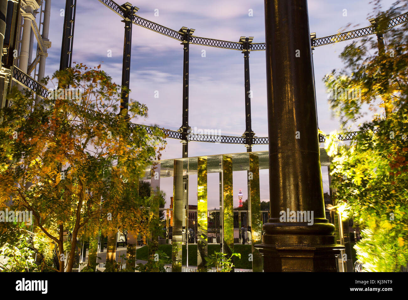 Gas Holders behind Kings Cross in London, old victorian gasometers that ...