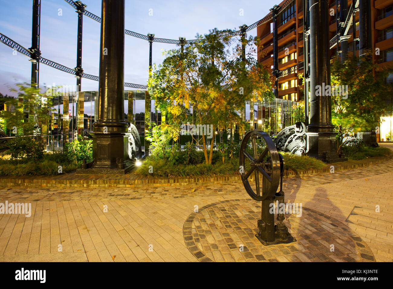 Gas Holders behind Kings Cross in London, old victorian gasometers that ...