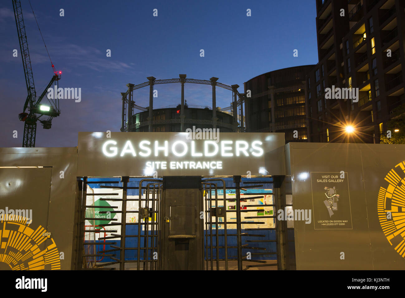 Gas Holders behind Kings Cross in London, old victorian gasometers that ...