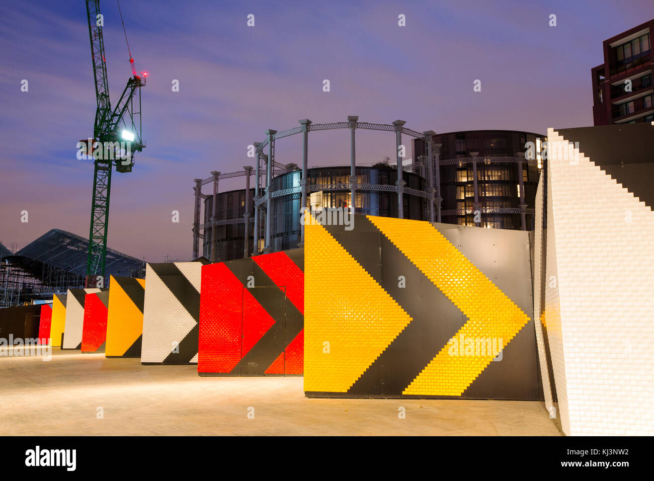 Gas Holders behind Kings Cross in London, old victorian gasometers that ...