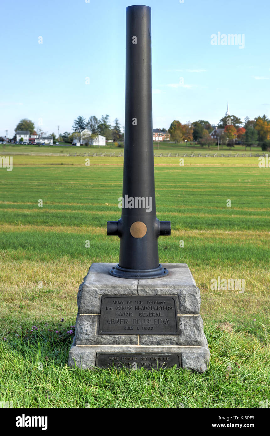 Abner Doubleday Memorial monument at the Gettysburg National Military Park, Pennsylvania Stock ...