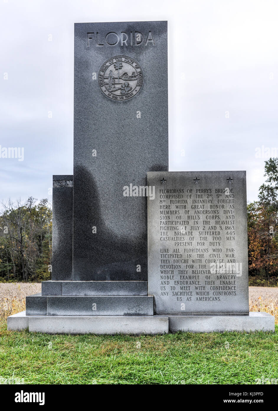 Florida Monument at the Gettysburg National Military Park, Pennsylvania ...