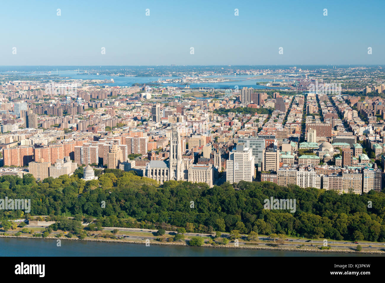 Stunning aerial view of the West Side of Manhattan, New York from a ...