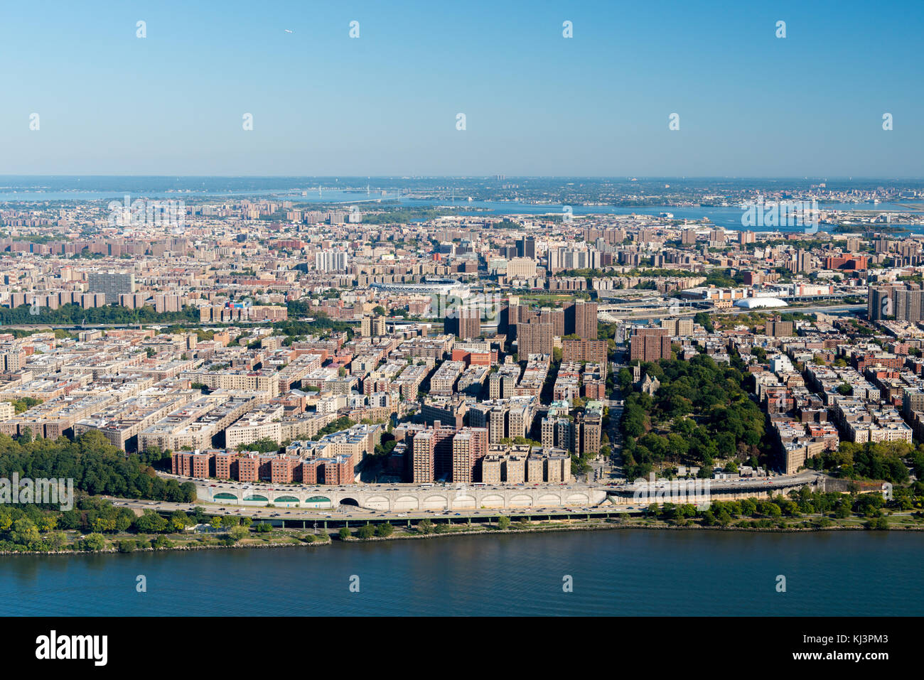 Stunning aerial view of the West Side of Manhattan, New York from a ...