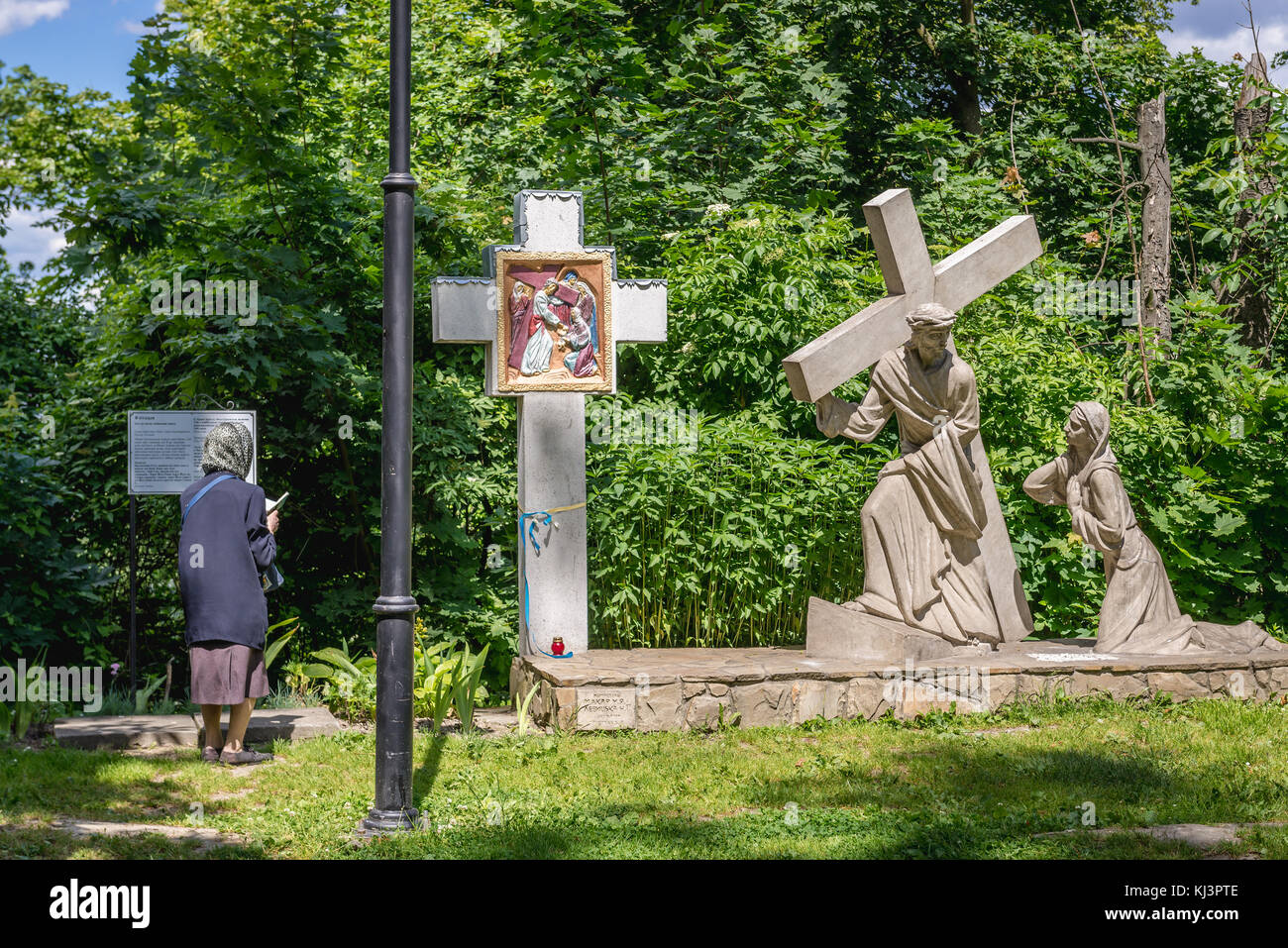 Station of the Cross in High Castle Park on a Castle Hill in Lviv city ...