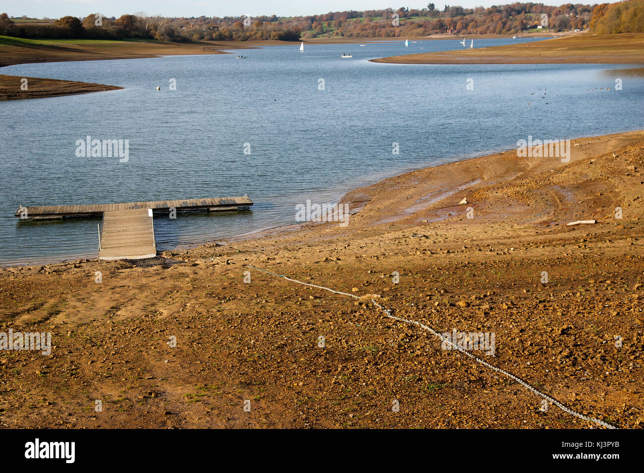 Bewl Water reservoir low capacity level Stock Photo - Alamy